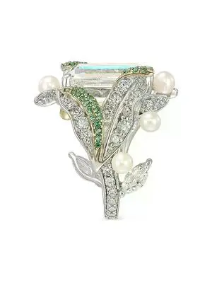 ANABELA CHAN Rhodium-vermeil Lily Multi-stone Ring - White