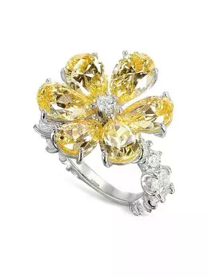 ANABELA CHAN 18k White Gold And Rhodium Vermeil Marguerite Daisy Lab-grown Diamond Ring - Silver