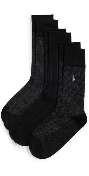 Polo Ralph Lauren Classic Pattern Dress Socks 3-pack - Black
