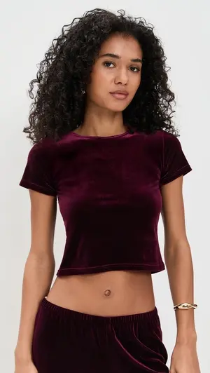 LE BOP Eloise Velvet Tee - Wine