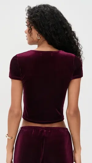 LE BOP Eloise Velvet Tee - Wine