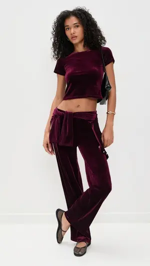 LE BOP Eloise Velvet Tee - Wine