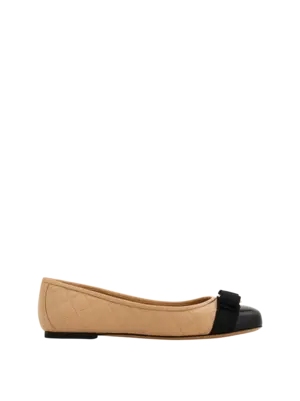 FERRAGAMO Quilted Varina Ballet Flat - Beige