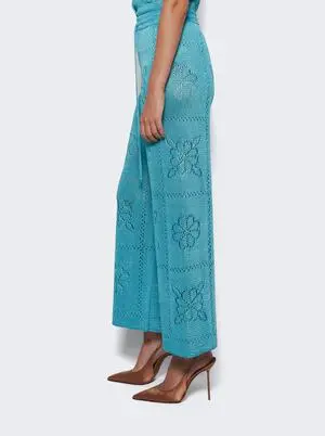 Calle Del Mar Floral Tile Wide Leg Pants - Blue
