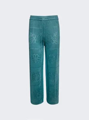 Calle Del Mar Floral Tile Wide Leg Pants - Blue