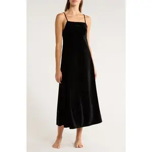 Natori Natalie Open Back Velvet Nightgown - Black