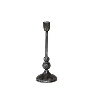 STORIED HOME Enameled Aluminum Taper Holder - Black
