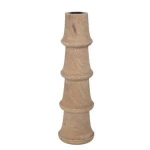 STORIED HOME Hand-carved Mango Wood Taper Candle Holder - Brown
