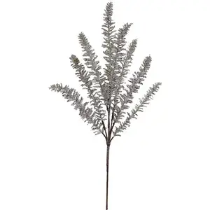 STORIED HOME Faux Pine Stem With Glitter - Silver