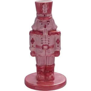 STORIED HOME Stoneware Nutcracker Taper Holder - Pink