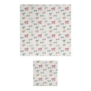 STORIED HOME Bows Pattern Square Paper Napkins - White
