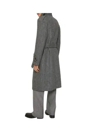 Burberry Long Herringbone Wool Trench Coat