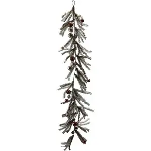 STORIED HOME Tinsel Garland With Ornaments - Silver