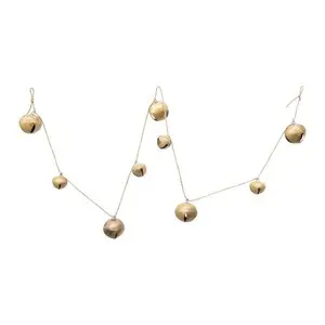 STORIED HOME Metal Jingle Bell Garland - Gold