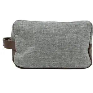 YOUZEY Heather Toiletry Bag With Vegan Leather Trim - Grey