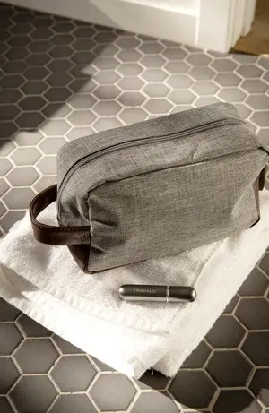 YOUZEY Heather Toiletry Bag With Vegan Leather Trim
