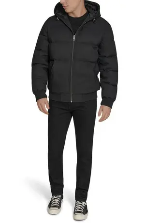 LEVI'S Quilted Puffer Hoodie Bomber Jacket - Black