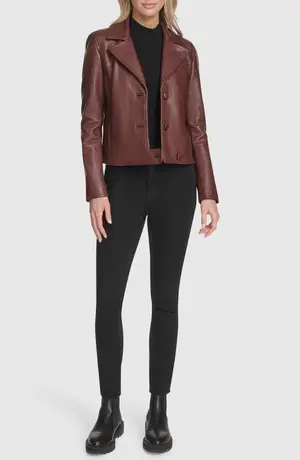 Andrew Marc Paluma Leather Jacket - Ruby