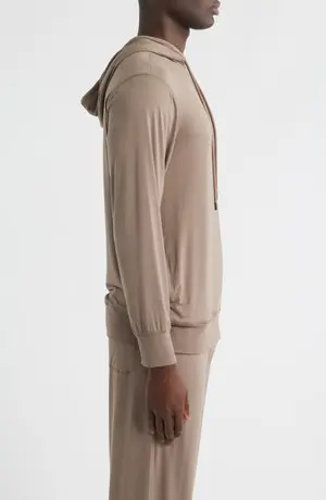Daniel Buchler Sleek Pajama Hoodie - Brown