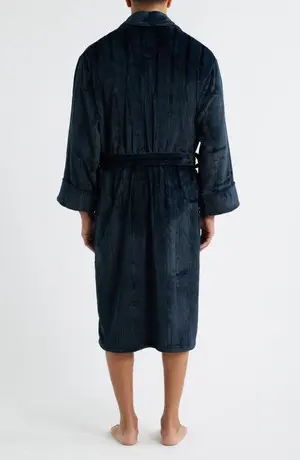 Daniel Buchler Wide Stripe Plush Shawl Collar Robe
