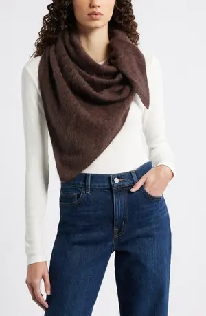Nordstrom Brushed Cashmere Triangle Scarf - Brown