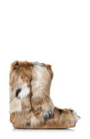 AZALEA WANG Nadianna Faux Fur Bootie - Brown