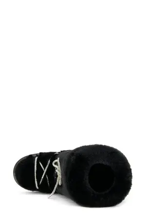 AZALEA WANG Karmela Faux Fur Flatform Bootie - Black