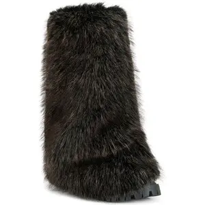 AZALEA WANG Lisboa Cuffed Faux Fur Bootie - Brown