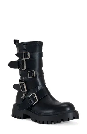 AZALEA WANG Spridy Buckled Combat Boot