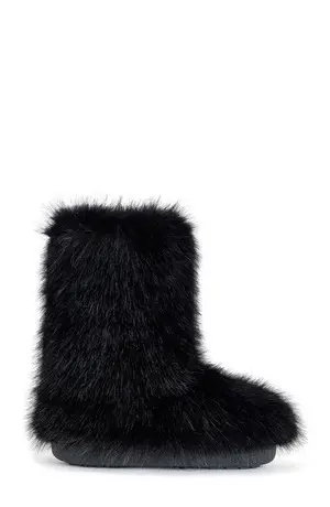 AZALEA WANG Dipa Faux Fur Flatform Bootie - Black