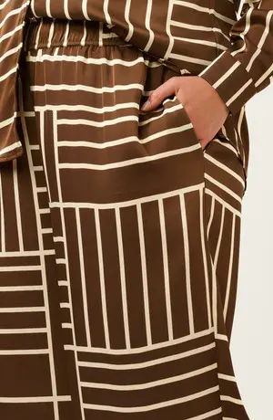 ESTELLE Josie Geo Stripe Satin Wide-leg Pants