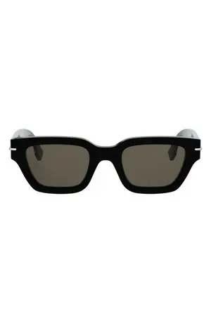 Fendi Selleria 50mm Rectangular Sunglasses - Shiny Black /brown