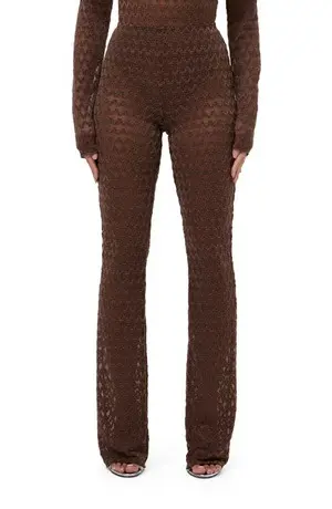 Naked Wardrobe Flocked Velvet Mesh Bootcut Pants
