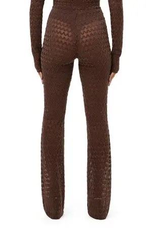 Naked Wardrobe Flocked Velvet Mesh Bootcut Pants