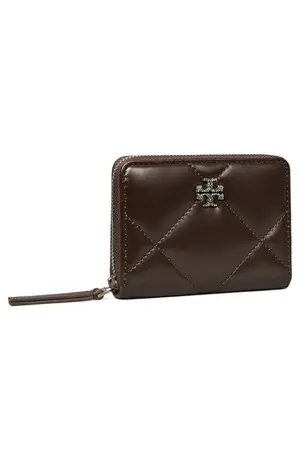 Tory Burch Kira Pavé Diamond Quilted Leather Zip Card Case