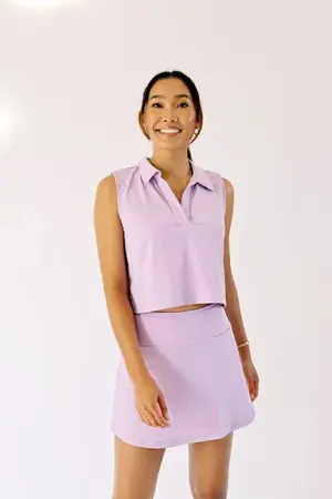 BELDRIE Elevated Golf Polo Top - Lavender