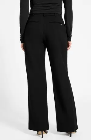 Guess Emy High Waist Straight Leg Trousers - Black-black
