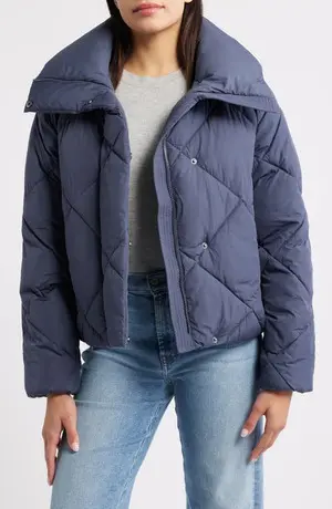 Bcbgmaxazria Water-resistant Diamond Quilted Jacket - Smokey Blue
