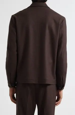 Sunspel Boiled Wool Zip Jacket - Truffle