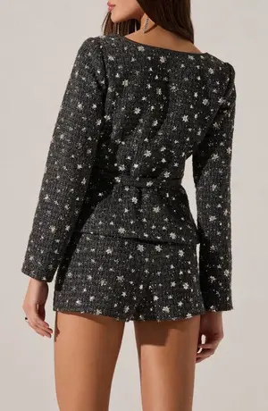 Astr The Label Carolyn Sequin Tweed Jacket