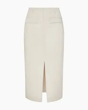 Onia High-rise Front Slit Midi Skirt - Stone