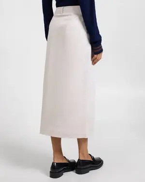 Onia High-rise Front Slit Midi Skirt - Stone