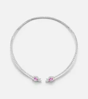 Yeprem 18kt White Gold Choker With Sapphire And Diamonds - Silver