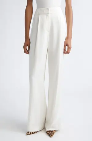Veronica Beard Crepe Back Satin Wide Leg Trousers - Dove