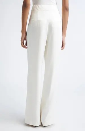 Veronica Beard Crepe Back Satin Wide Leg Trousers - Dove