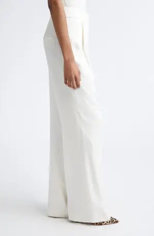 Veronica Beard Crepe Back Satin Wide Leg Trousers - Dove