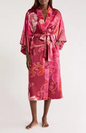 Natori Deco Satin Robe - Red