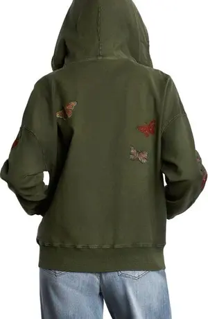 BILLY T Butterfly Front Zip Hoodie - Fave Green