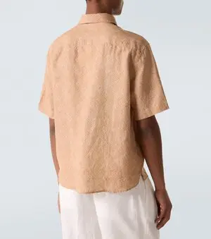 Frescobol Carioca Castro Printed Linen Bowling Shirt - Orange
