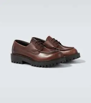 Prada Calf Leather Lace-up Loafers - Brown